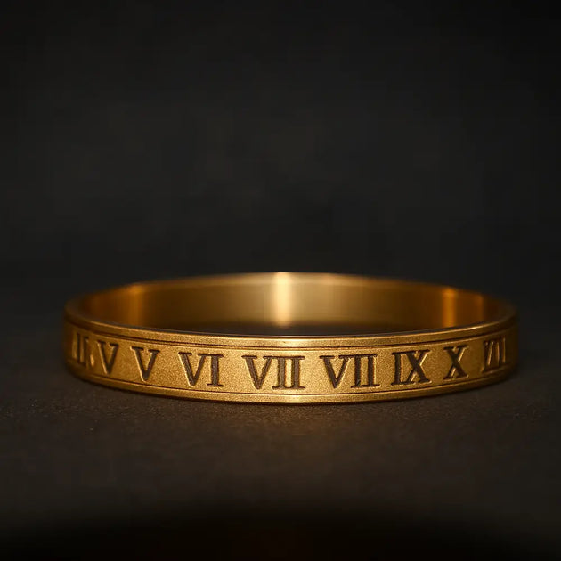 AlfaJewelry | Roman Emperor Bangle for Man in Gold, Silver & Black